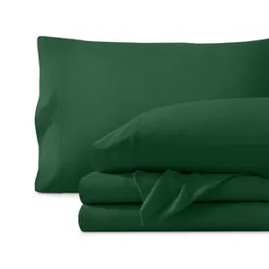 BARE HOME Organic Cotton Jersey Sheet Setsplit King - Forest Green