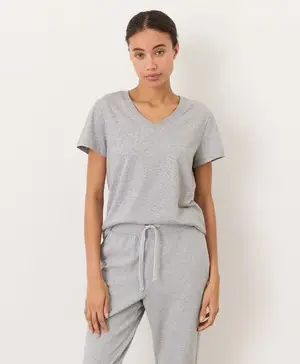 PACT Organic Cotton Softspun Essential V-neck Tee - Heather Grey