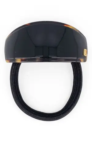 Alexandre De Paris Notre Dame Acetate Hair Tie - Black Tortoise