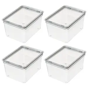 IDESIGN Large Food Storage Bin With Airtight Lidset Of 4 - Clear