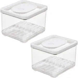 IDESIGN Small Fridge Produce Bin With Drainage Trayset Of 2 - Clear