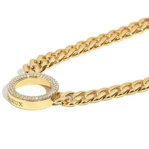 ZARUX Eterna Pave Link Choker - Yellow Gold