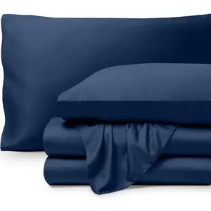 BARE HOME Cooling Rayon Sheet Setsplit King - Dark Blue