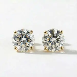 BLISS DIAMOND 1 1/2ct Tw Lab Grown Round Cut Diamond Studs 14k Gold Earrings - 14k Yellow Gold