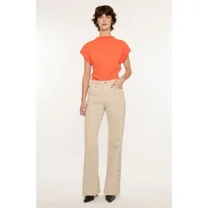 KANCAN High-rise Wide Flare Jeans - Ecru
