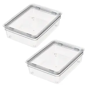 IDESIGN Large Food Storage Bin With Airtight Lidset Of 2 - Clear