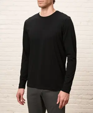 PACT Organic Cotton Softspun Essential Crewneck Long Sleeve Tee - Black