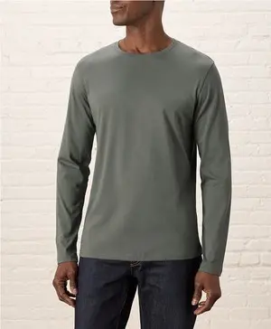 PACT Organic Cotton Softspun Essential Crewneck Long Sleeve Tee - Castor Green