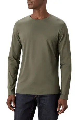 PACT Organic Cotton Softspun Essential Crewneck Long Sleeve Tee - Dusted Green