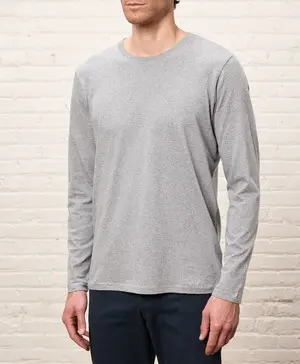 PACT Organic Cotton Softspun Essential Crewneck Long Sleeve Tee - Heather Grey