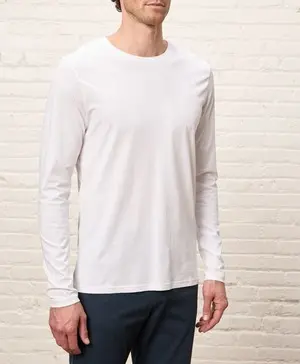 PACT Organic Cotton Softspun Essential Crewneck Long Sleeve Tee - White