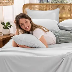 BARE HOME Organic Cotton Jersey Sheet Set - Cloud Grey
