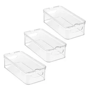 IDESIGN Stackable Fridge Organizer Bins With Lidsset Of 3 - Clear