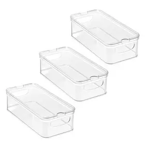 IDESIGN Stackable Fridge Organizer Bins With Lidsset Of 3 - Clear
