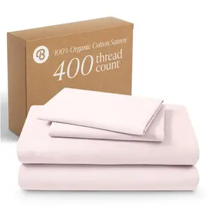BARE HOME 400 Thread Count Organic Cotton Sateen Sheet Setfull Xl - Dusty Pink