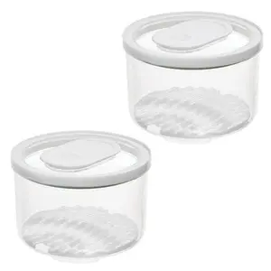 IDESIGN Round Produce Bin With Drainage Tray And Lidset Of 2 - Clear