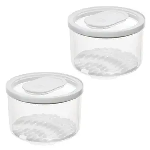 IDESIGN Round Produce Bin With Drainage Tray And Lidset Of 2 - Clear