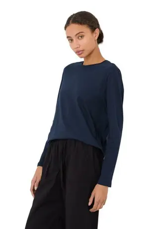 PACT Organic Cotton Softspun Essential Crewneck Long Sleeve Tee - Navy