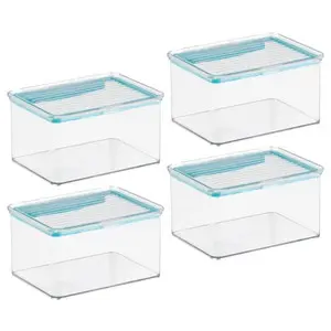 IDESIGN Small Food Storage Box With Airtight Sealset Of 4 - Clear