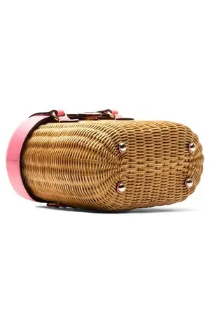 FRANCES VALENTINE Willow Woven Wicker And Leather Top Handle Bag