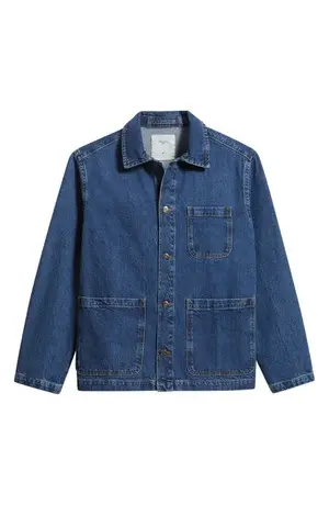 PERCIVAL Gove Cotton Denim Chore Coat - Mid Wash Blue