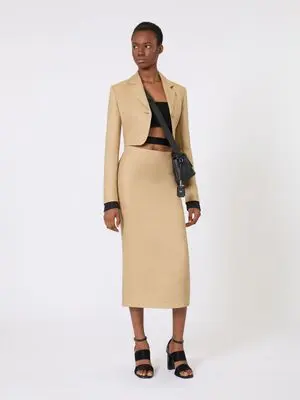 Max Mara Slim-fit Linen Twill Midi Skirt - Camel