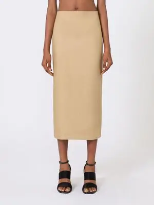 Max Mara Slim-fit Linen Twill Midi Skirt - Camel