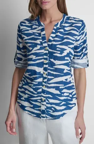 Dkny Print Linen Shirt