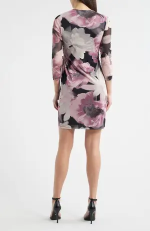 Anne Klein Floral Print Wrap Mini Dress