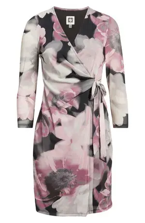 Anne Klein Floral Print Wrap Mini Dress