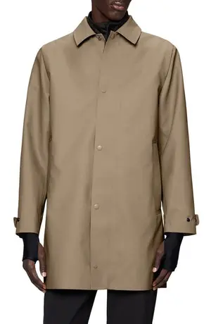 Rains Nara Waterproof Longline Rain Jacket With Removable Hood - Beige