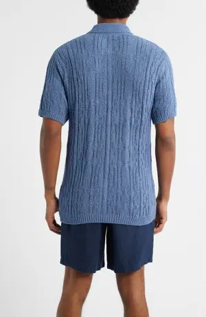 Oas Zefi Salamanca Texture Knit Short Sleeve Button-up Shirt