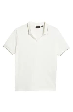 Emporio Armani Piqué Johnny Collar Polo - Solid White