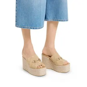 Gucci Gg Suede Platform Espadrille With Horsebit