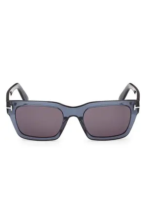 TOM FORD 53mm Square Sunglasses - Transparent Navy Blue/smoke