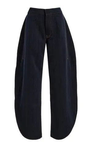 Alaïa High-rise Wool Barrel-leg Pants - Blue