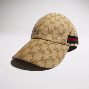 Gucci Gg Canvas Baseball Cap With Web - Green