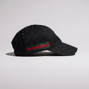 Gucci Gg Baseball Cap With Web Stripe - Black