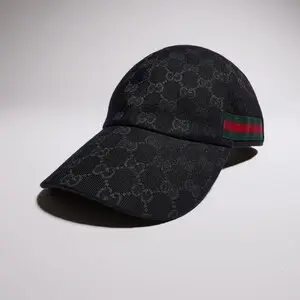 Gucci Gg Baseball Cap With Web Stripe - Black