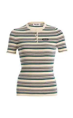 Miu Miu Striped Henley Top - Multi