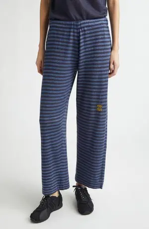 YANYAN Mabo Stripe Pull-on Linen Pants - Denim/ink