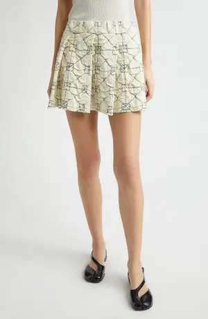 YANYAN June Pleated Jacquard Organic Cotton Miniskirt - Ivory