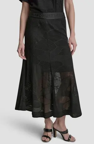 Dkny Croton Lace Midi Skirt - Black