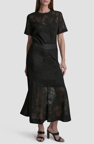 Dkny Croton Lace Midi Skirt