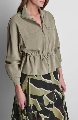 Dkny Arid Cotton Blend Piqué Jacket - Light Fatigue