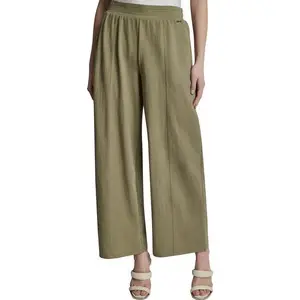 Dkny Logo Pull-on Wide Leg Trousers - Lght Fatigue