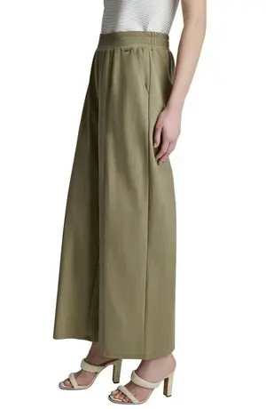 Dkny Logo Pull-on Wide Leg Trousers - Lght Fatigue