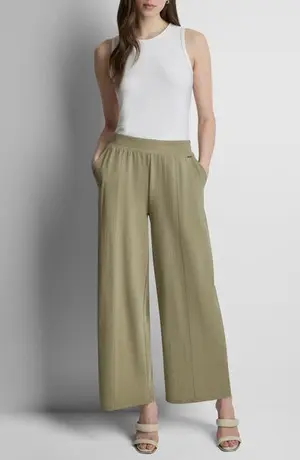 Dkny Logo Pull-on Wide Leg Trousers - Lght Fatigue