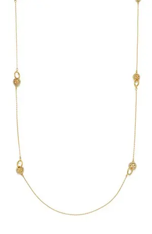 TORY BURCH Icon Pavé Interlocking Station Necklace