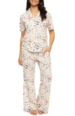 Felina Josephine Floral Jersey Pajamas - Painterly Floral